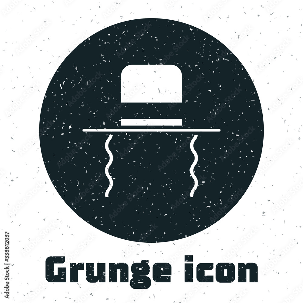 Grunge Orthodox jewish hat with sidelocks icon isolated on white ...