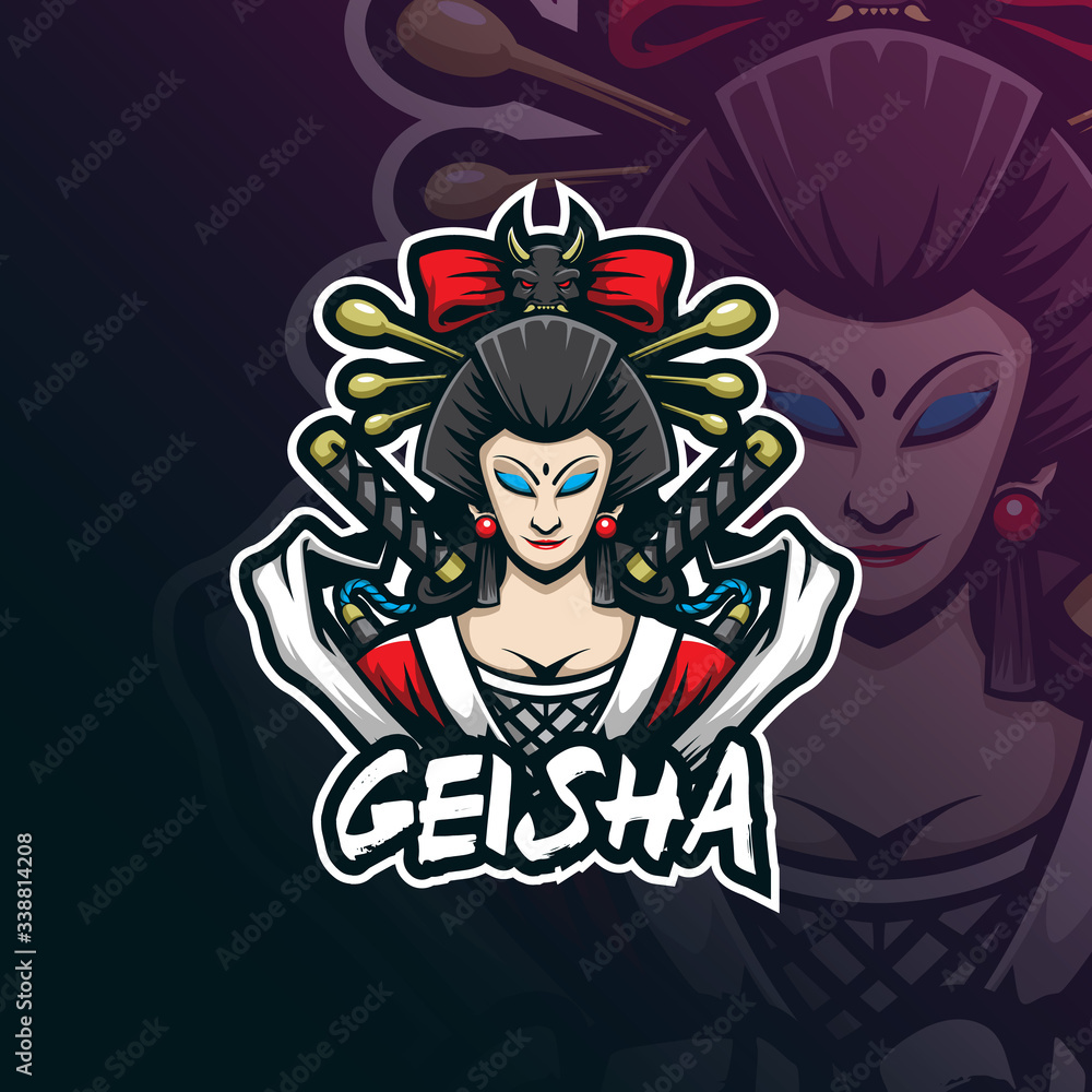 geisha mascot logo design vector with modern illustration concept style ...