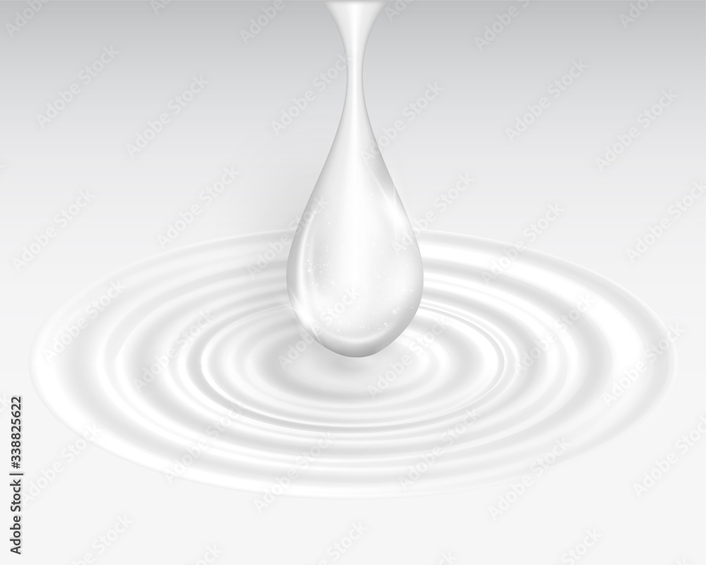 Milk, dairy product white oozing drop or cream beauty product isolated ...