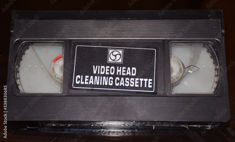 VHS Video Head Cleaning Cassette isolated in black background Stock ...