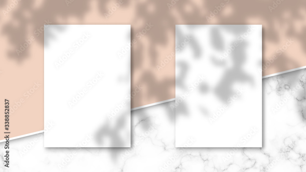 Shadow overlay effect on A4 paper mockup. Transparent light and shadows ...