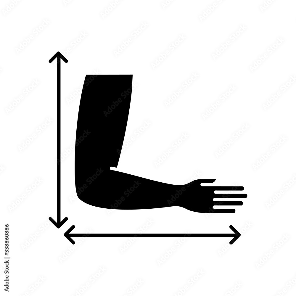 Arm length black glyph icon. Bespoke clothing making, tailoring ...