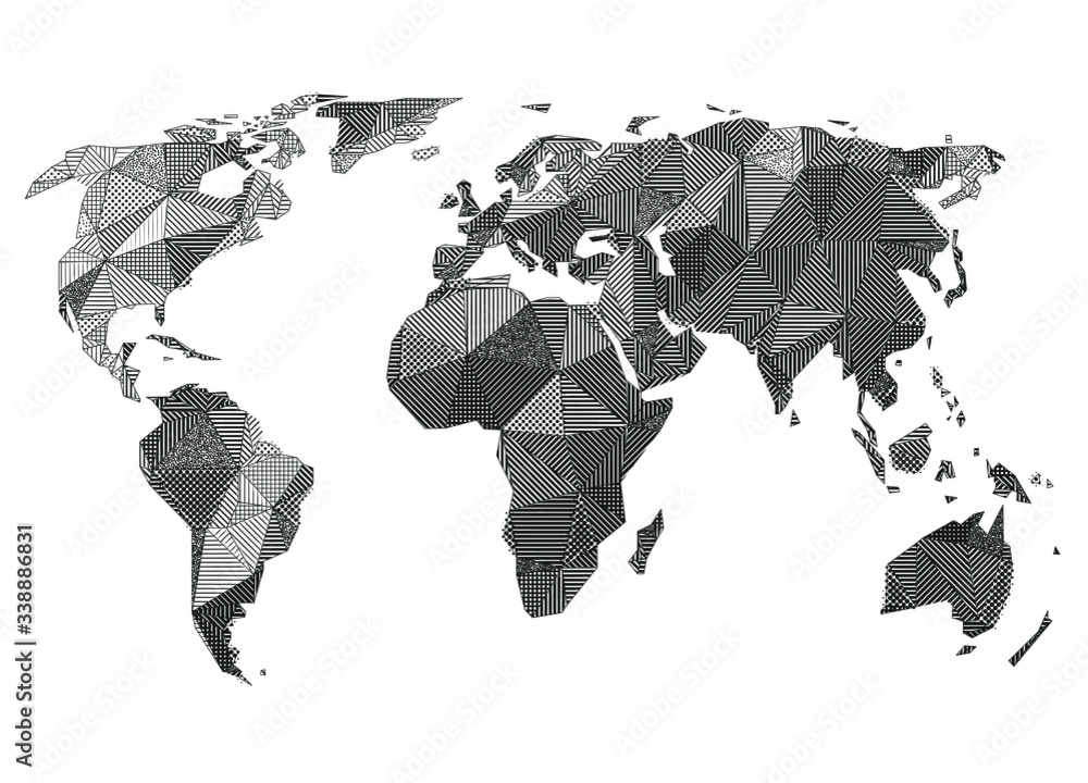 Abstract geometric earth map concept. Low poly style shapes made by ...