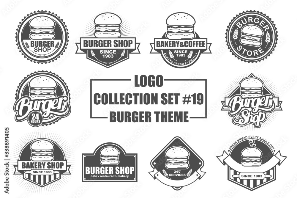 Logo Collection Set - Burger Theme Stock Vector | Adobe Stock