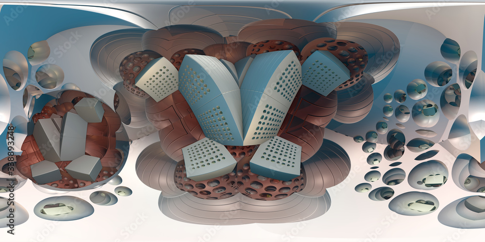 360 degree alien labyrinth, abstract maze background, equirectangular ...
