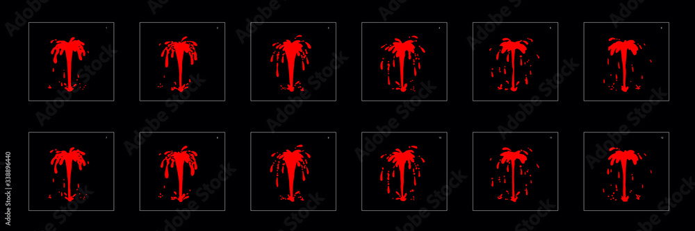 Fire or lava fall animation effect. water fall sprite sheet game ...