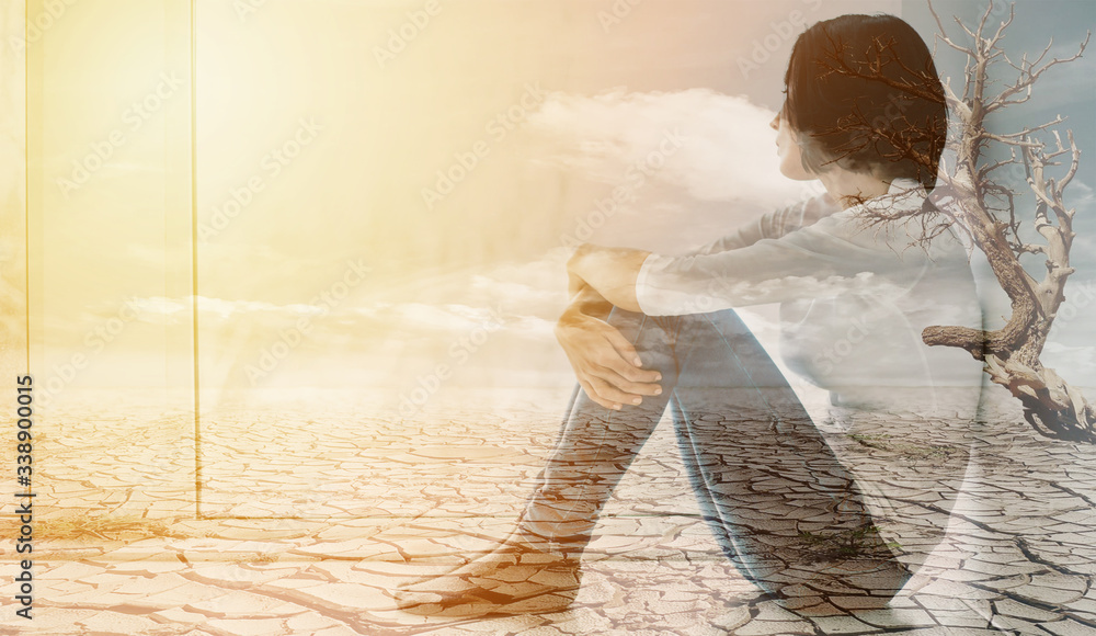 Devastating. Close-up photo of a desperate woman who is hugging her ...