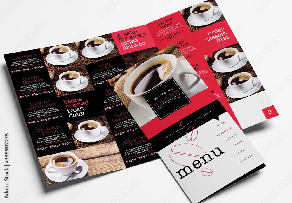 Trifold Cafe Menu Layout Stock Template | Adobe Stock