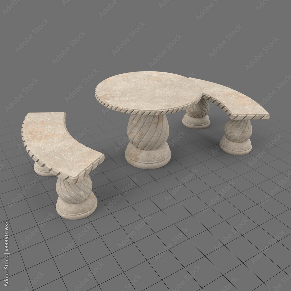 Stone bench set Stock 3D asset | Adobe Stock