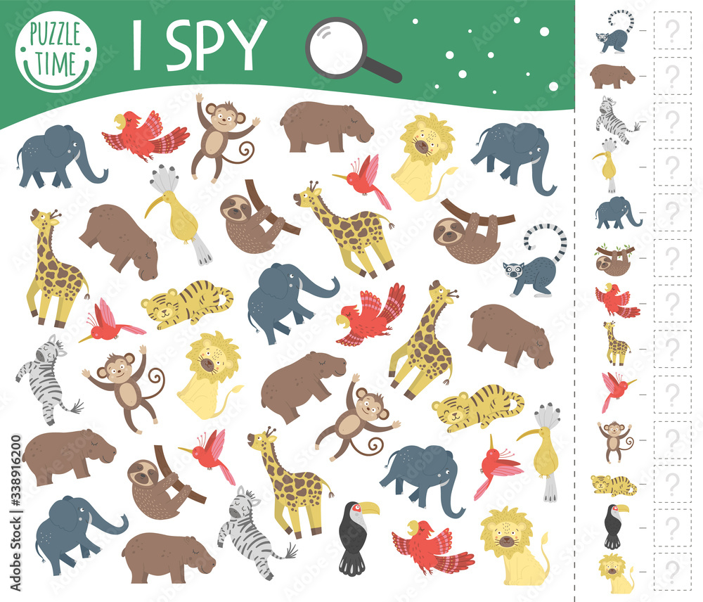 Tropical I spy game for kids. Exotic searching and counting activity ...