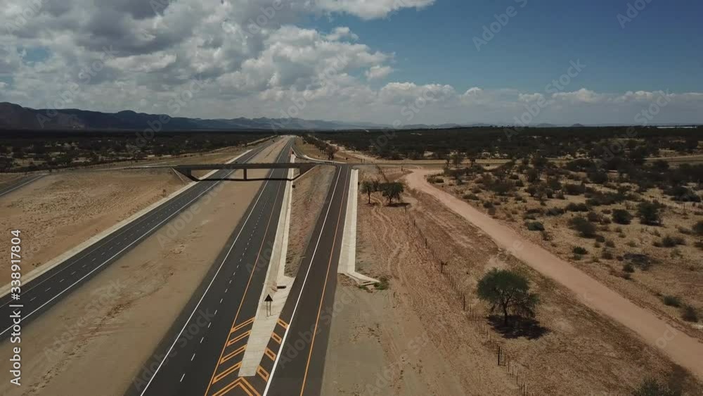 4K aerial video of newly upgraded main A1/B1 highway outside Windhoek ...