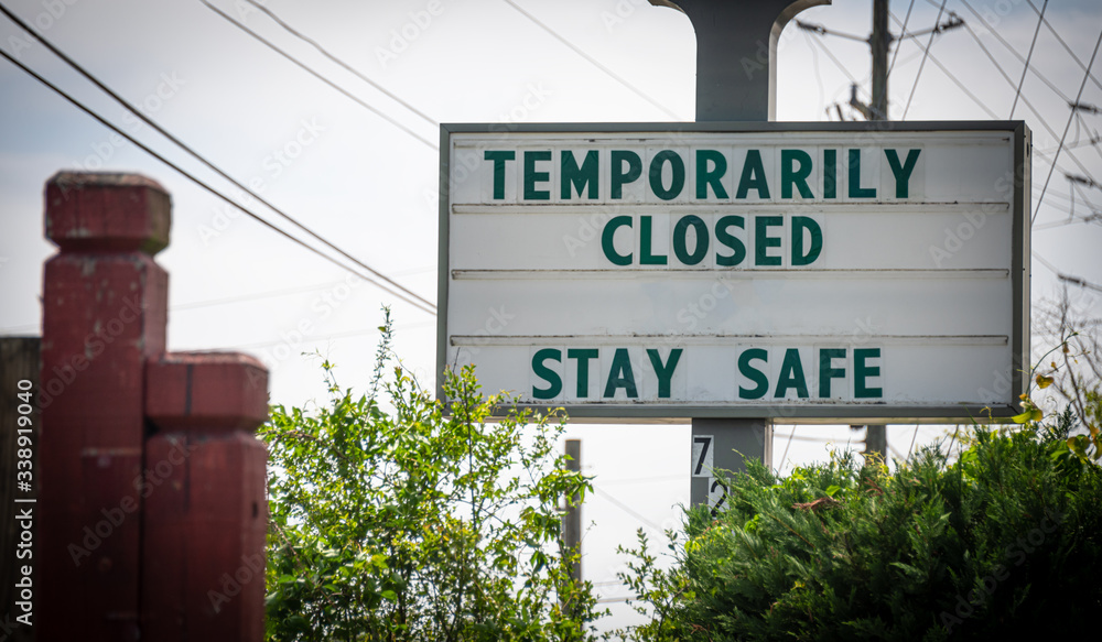 Poster "Temporarily Closed, Stay Safe" Sign – Muurposter | Europosters