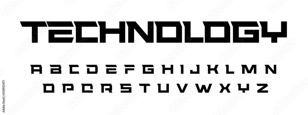 Geometric simple font, thick straight square letters, trendy font with ...