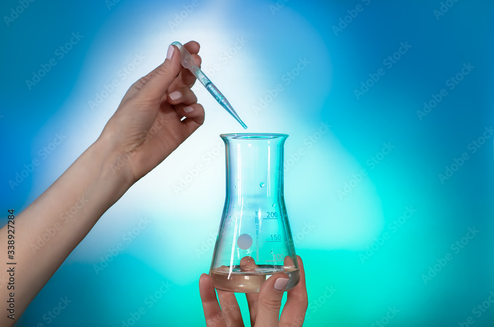 Laboratory analysis - testing of a chemical reagent in a graduated ...