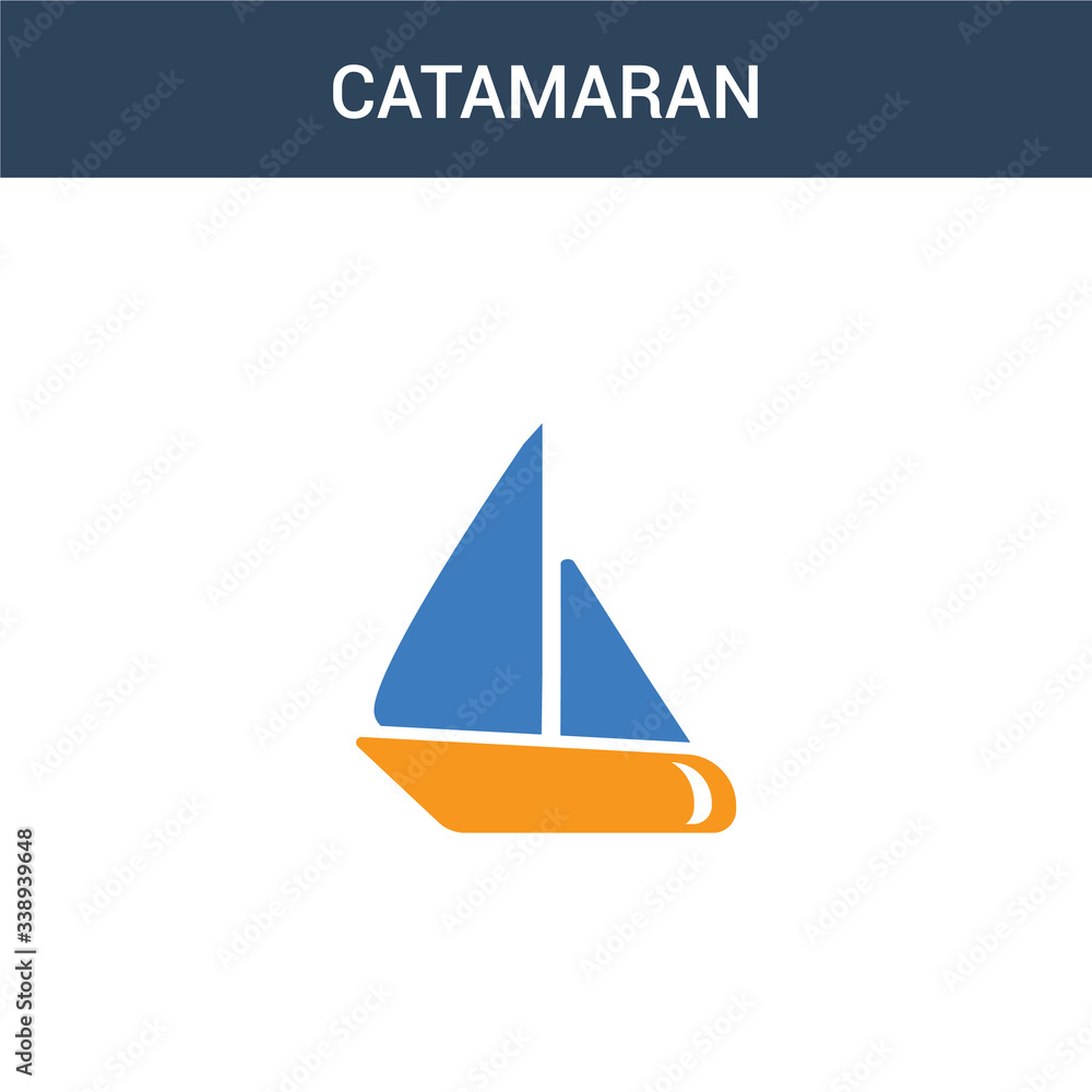 two colored catamaran concept vector icon. 2 color catamaran vector ...