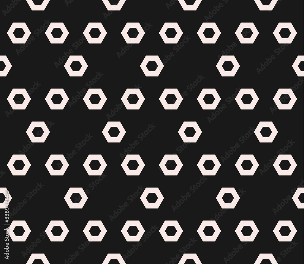 Hexagon texture, vector monochrome seamless pattern with perforated hex shapes in hexagonal grid ...