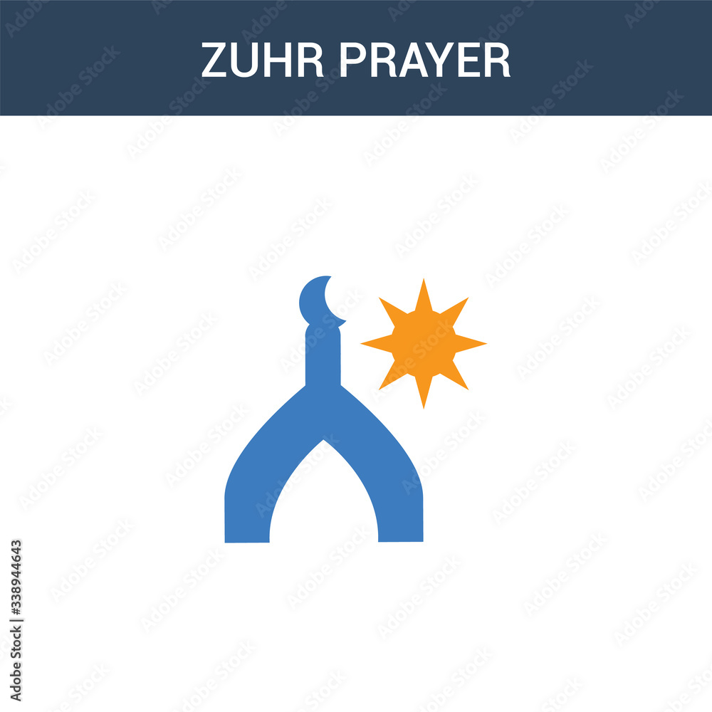 two colored Zuhr Prayer concept vector icon. 2 color Zuhr Prayer vector ...