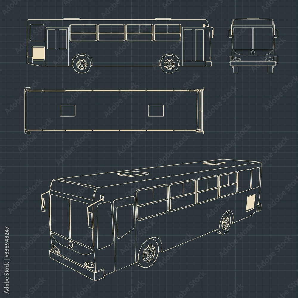 City bus blueprints Stock Vector | Adobe Stock