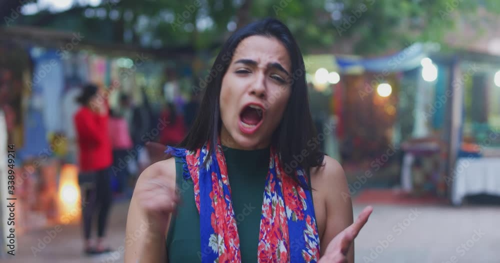 4K Angry young woman in Indian street market having an argument on ...