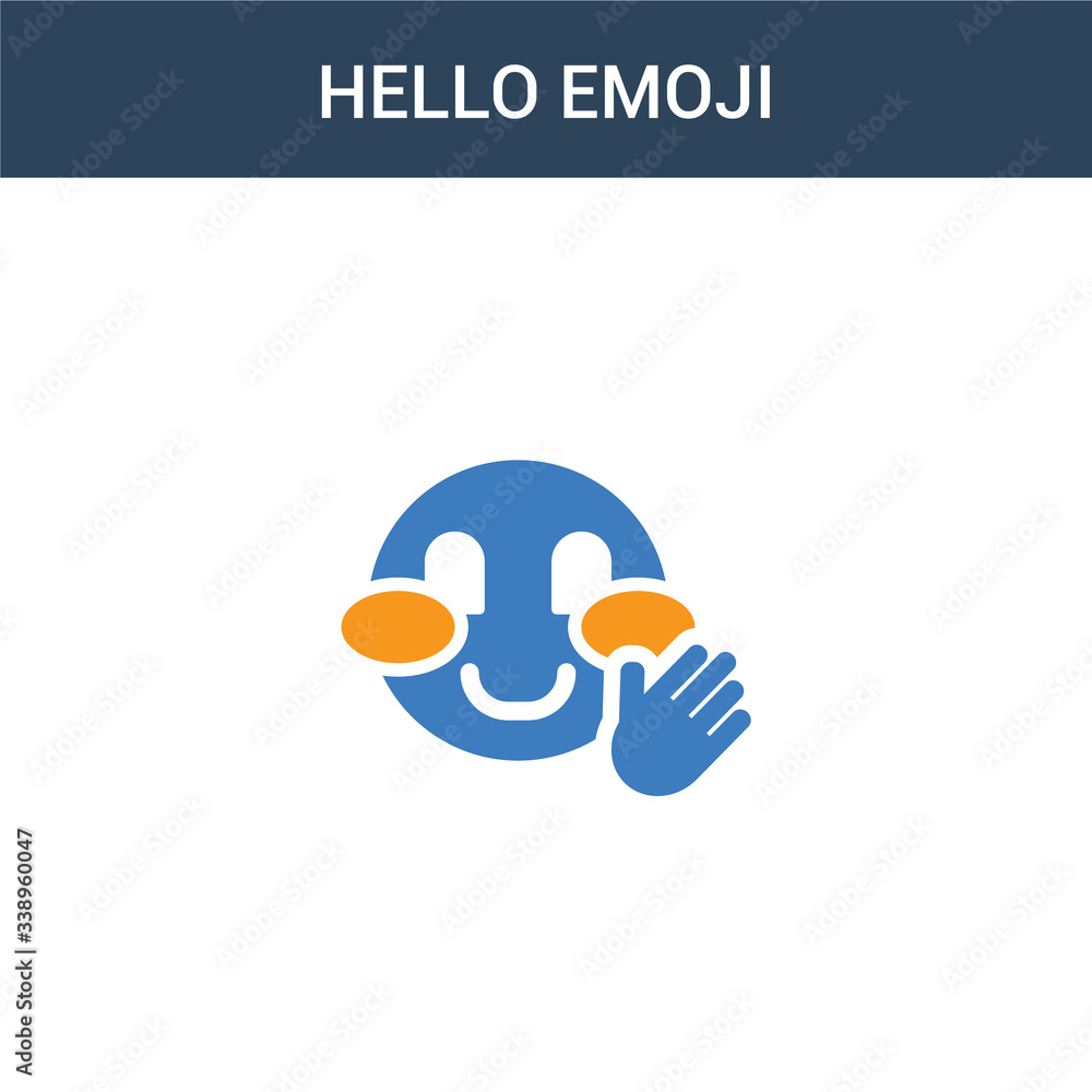 two colored Hello emoji concept vector icon. 2 color Hello emoji vector ...