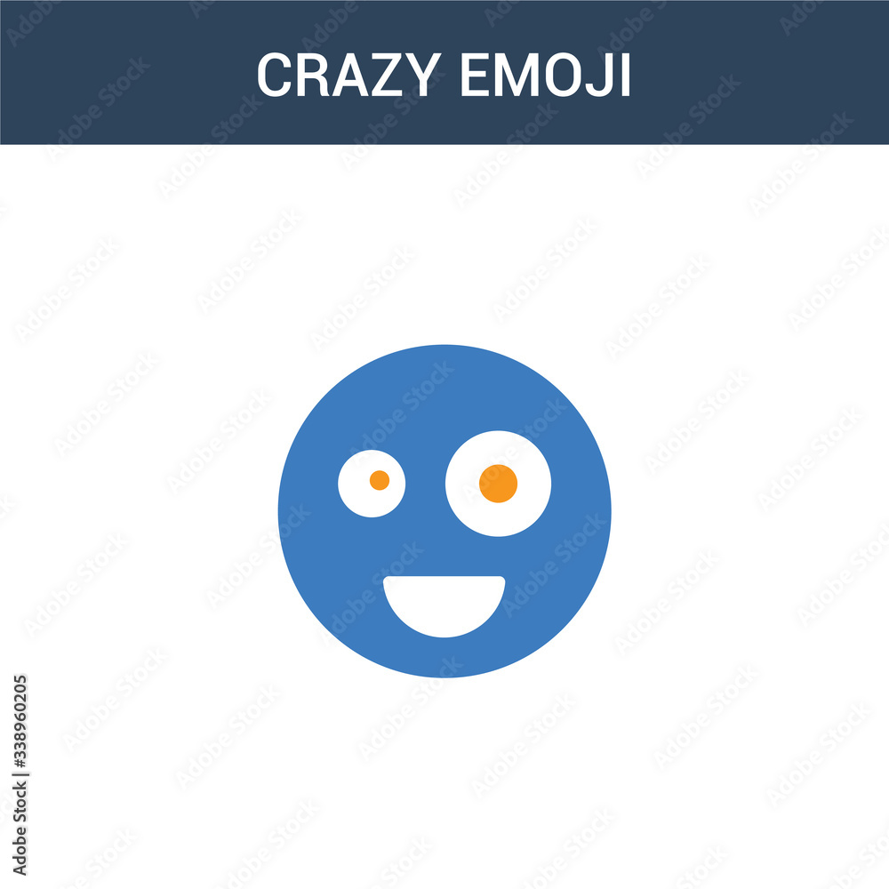 two colored Crazy emoji concept vector icon. 2 color Crazy emoji vector ...