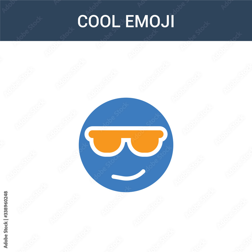 two colored Cool emoji concept vector icon. 2 color Cool emoji vector ...