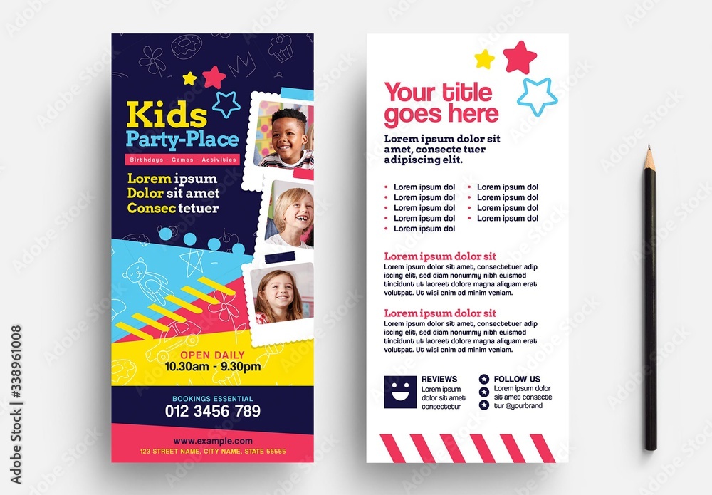 Kids Party Event Flyer Layout Stock Template | Adobe Stock