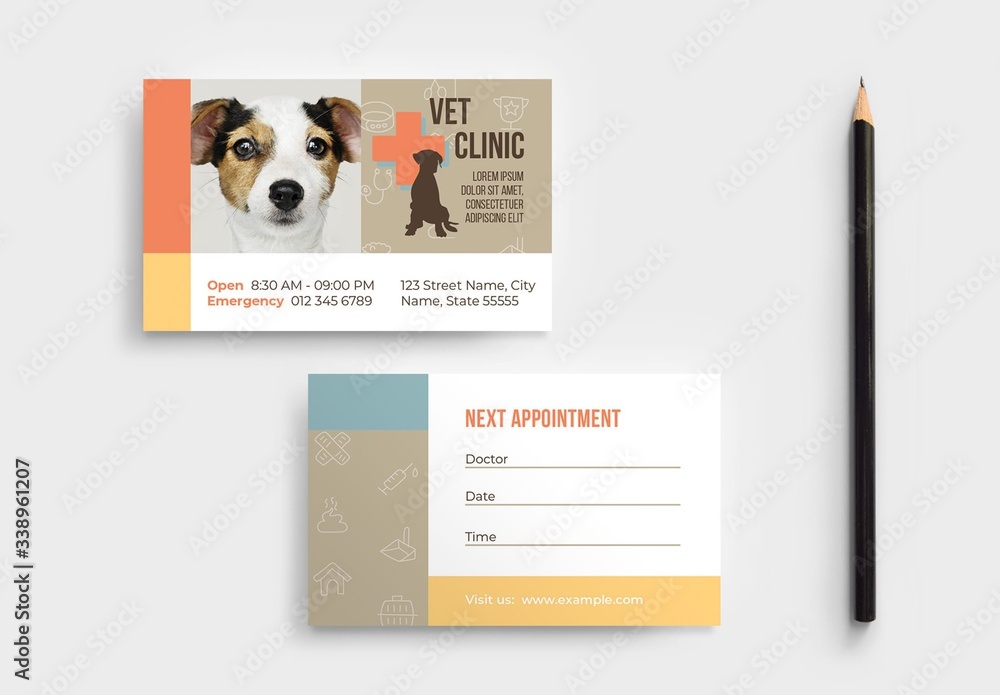 Veterinary Clinic Card Layout Stock Template | Adobe Stock
