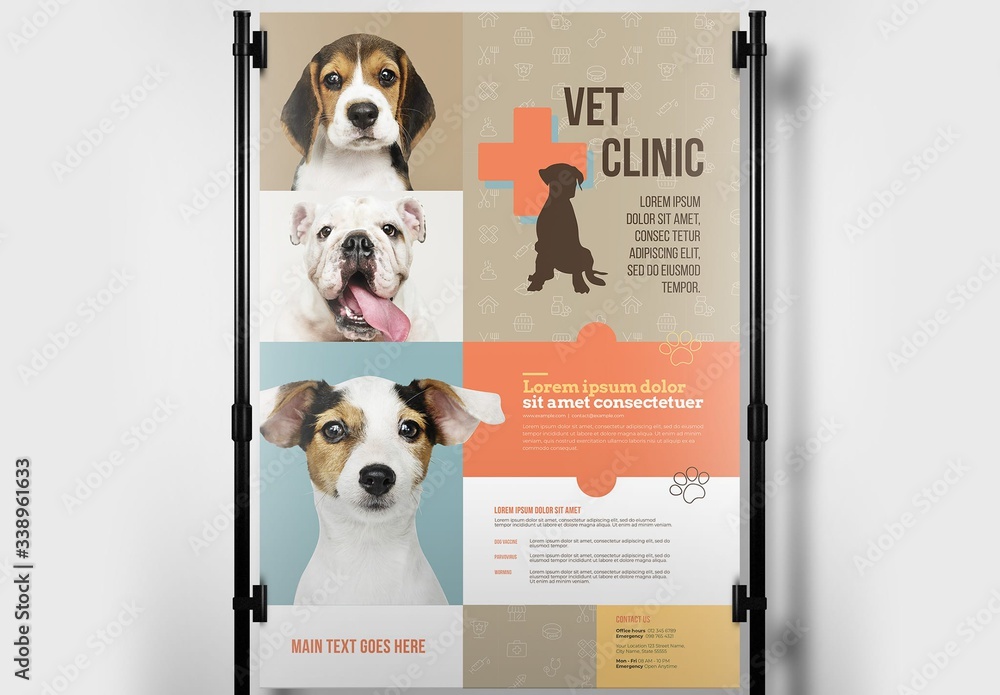 Veterinary Clinic Banner Layout with Paw Print Illustrations Stock ...