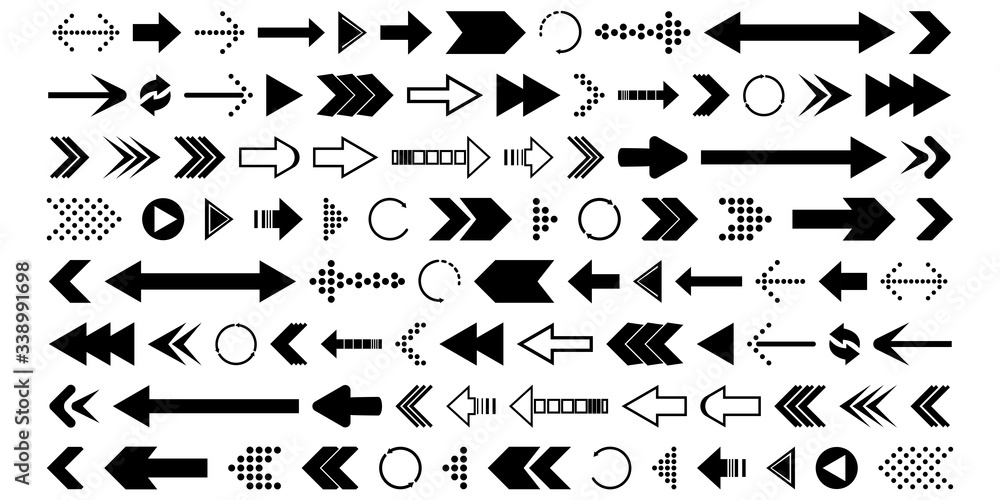 Arrows collection. Big set of Arrows Vector Icons. Arrow different ...