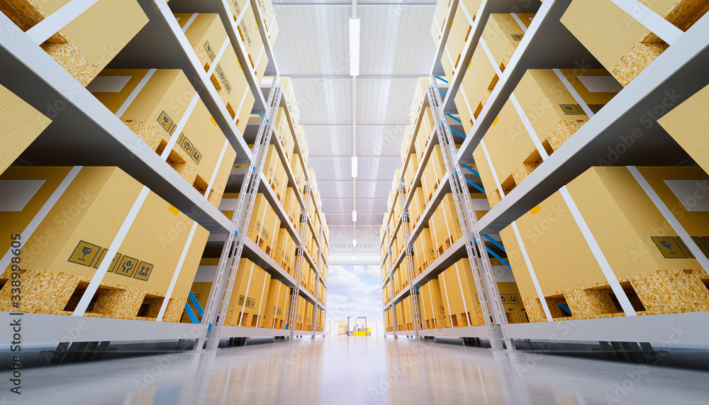 Warehouse or industry building interior. known as distribution center ...