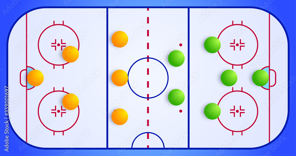 Ice Hockey sport field with a tactical scheme of the arrangement of ...
