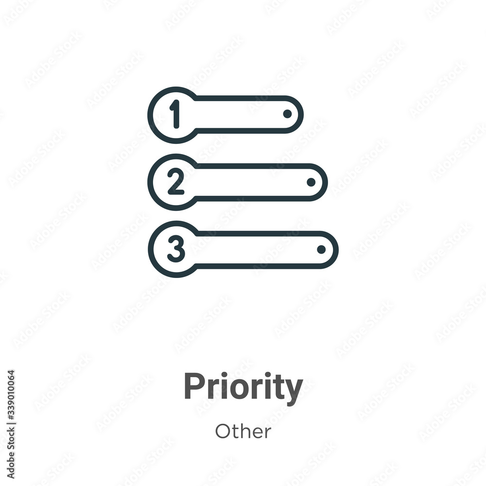 Priority outline vector icon. Thin line black priority icon, flat ...