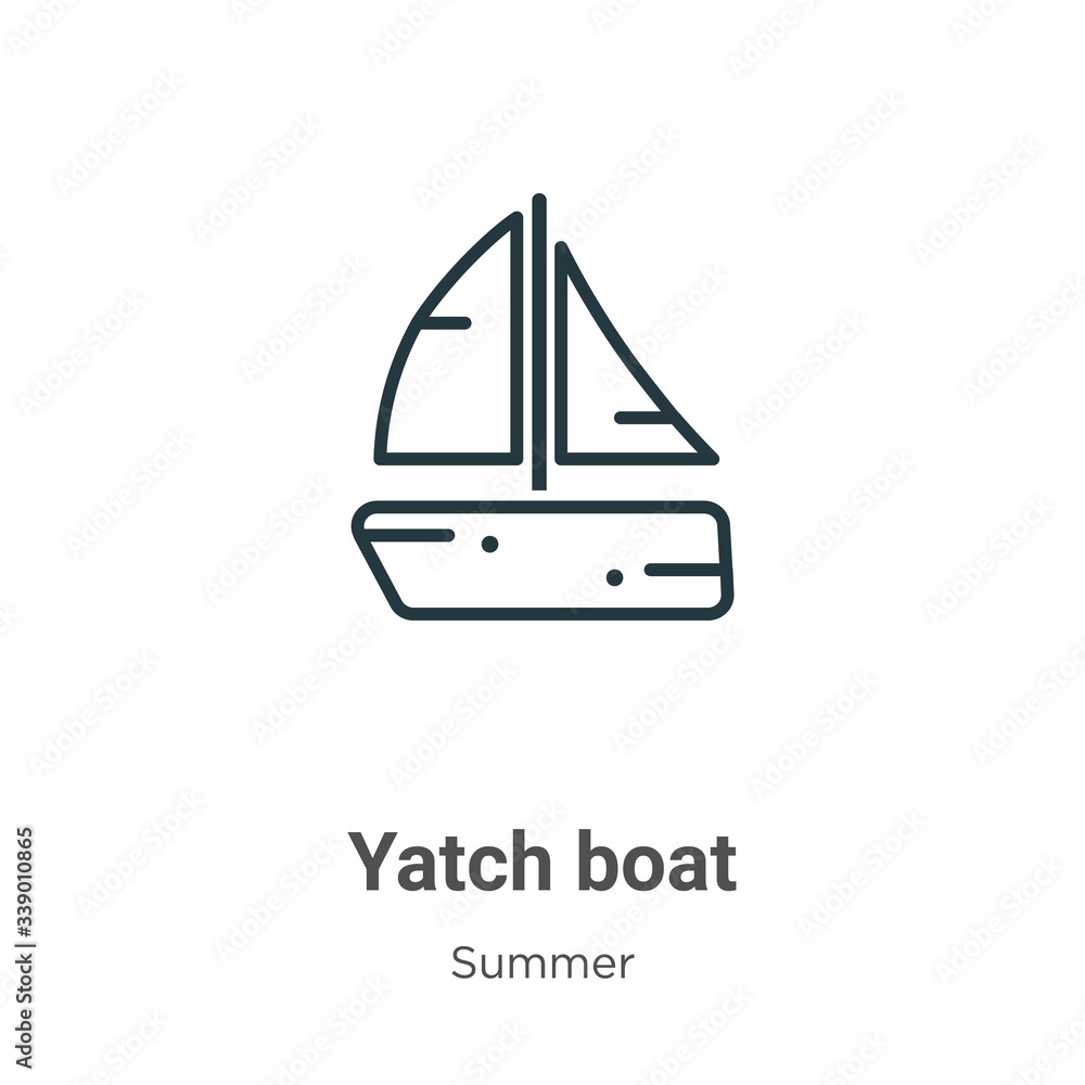 Yatch boat outline vector icon. Thin line black yatch boat icon, flat vector simple element ...