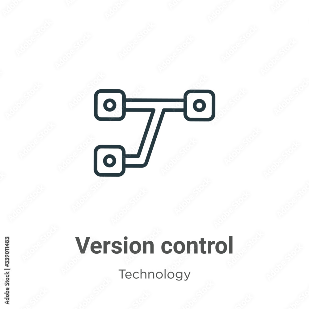 Version control outline vector icon. Thin line black version control ...