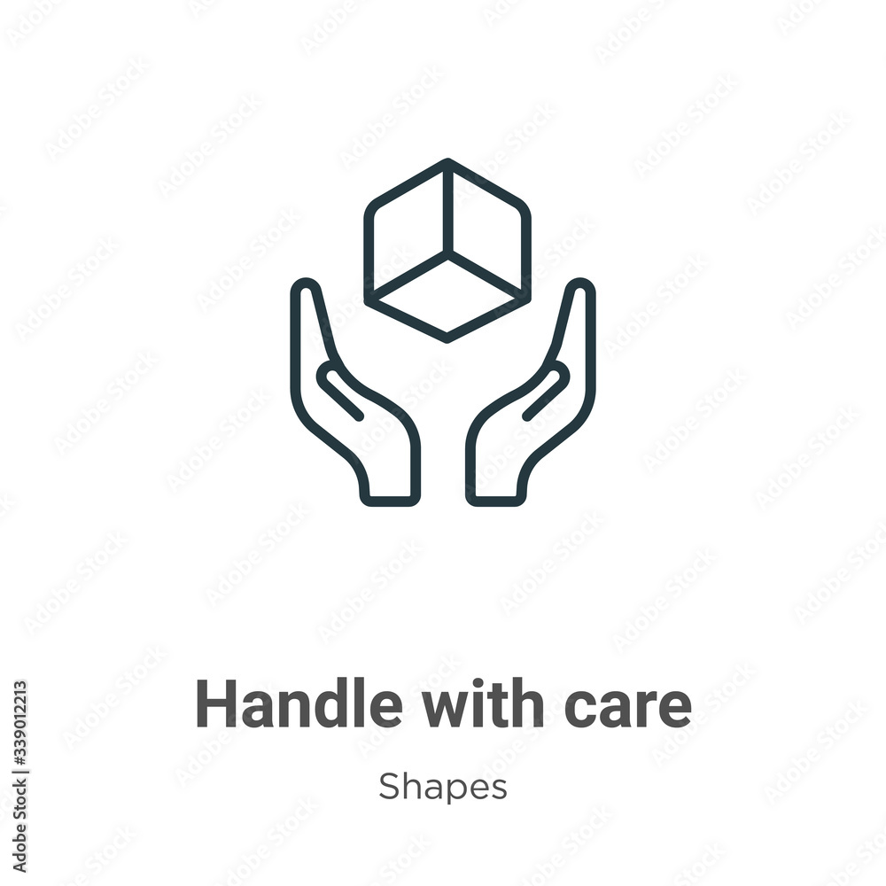 Handle with care outline vector icon. Thin line black handle with care ...