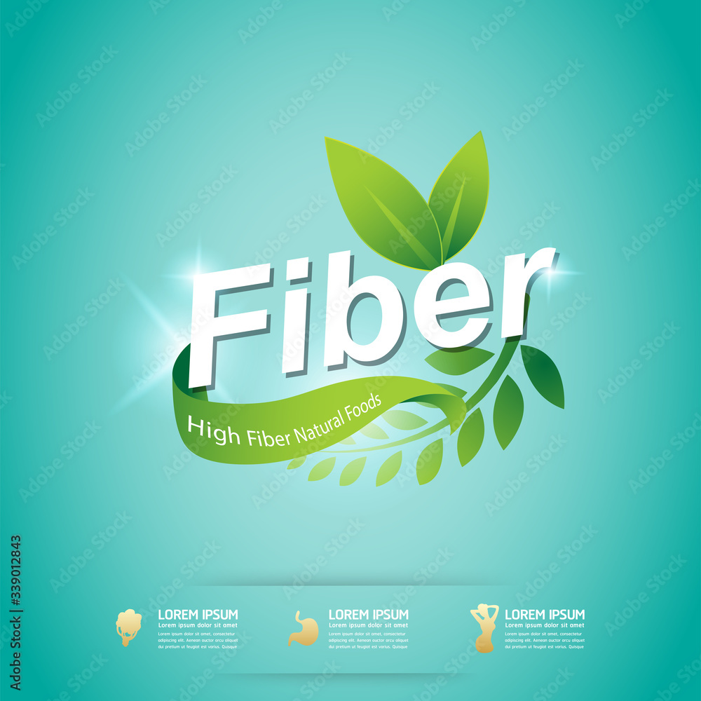 Fiber in Foods Slim Shape and Vitamin Concept Logo on Green Background ...