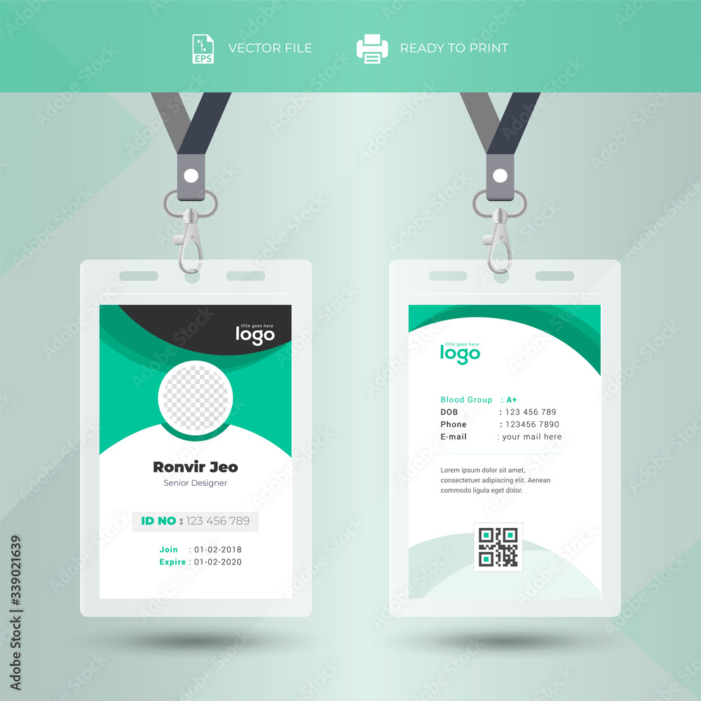Modern & Creative ID Card Design Template. Identity badge With Photo ...