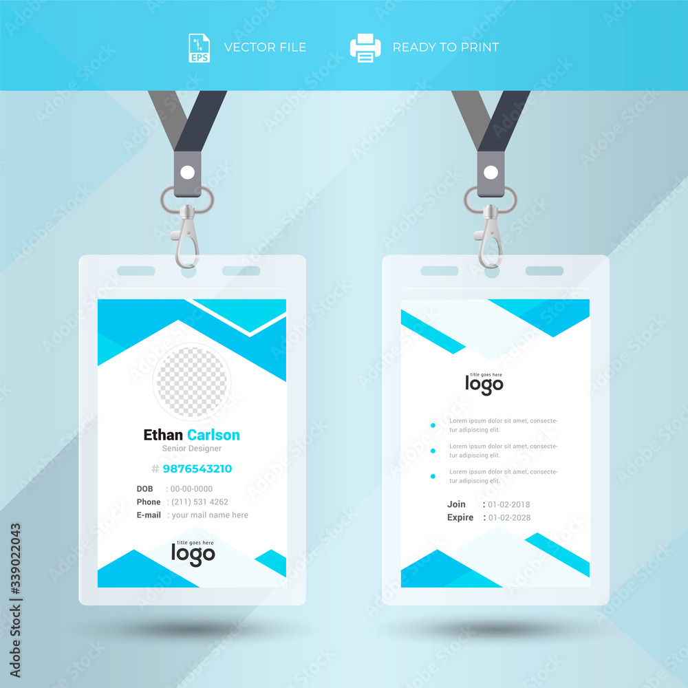 Modern & Creative ID Card Design Template. Identity badge With Photo ...