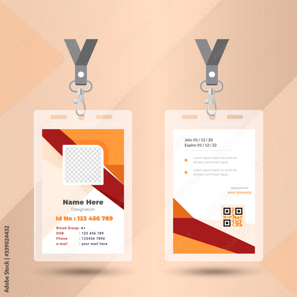 Modern & Creative ID Card Design Template. Identity badge With Photo ...