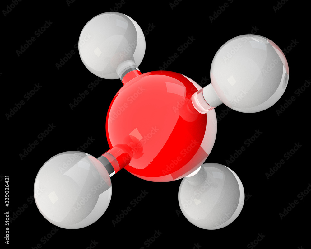 3d chemical structure of the methane molecule Stock Illustration ...