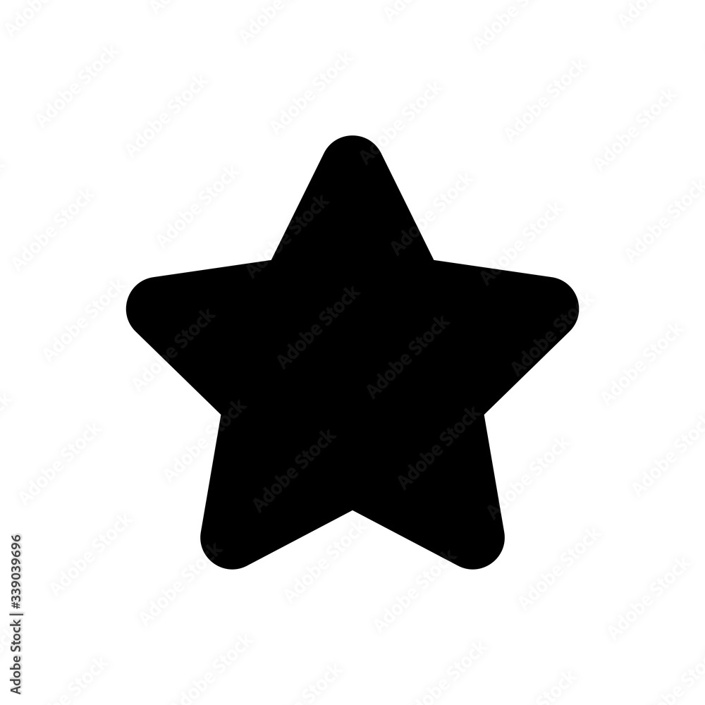 black star shape sign isolated on white, one star cute black color, 1 ...