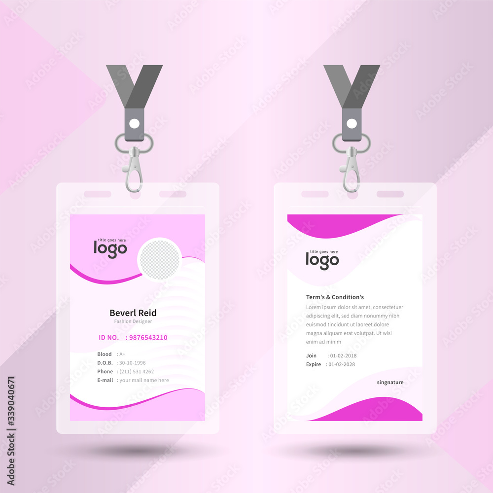 Modern ID Card Design Template. Identity badge With Photo Placeholder ...