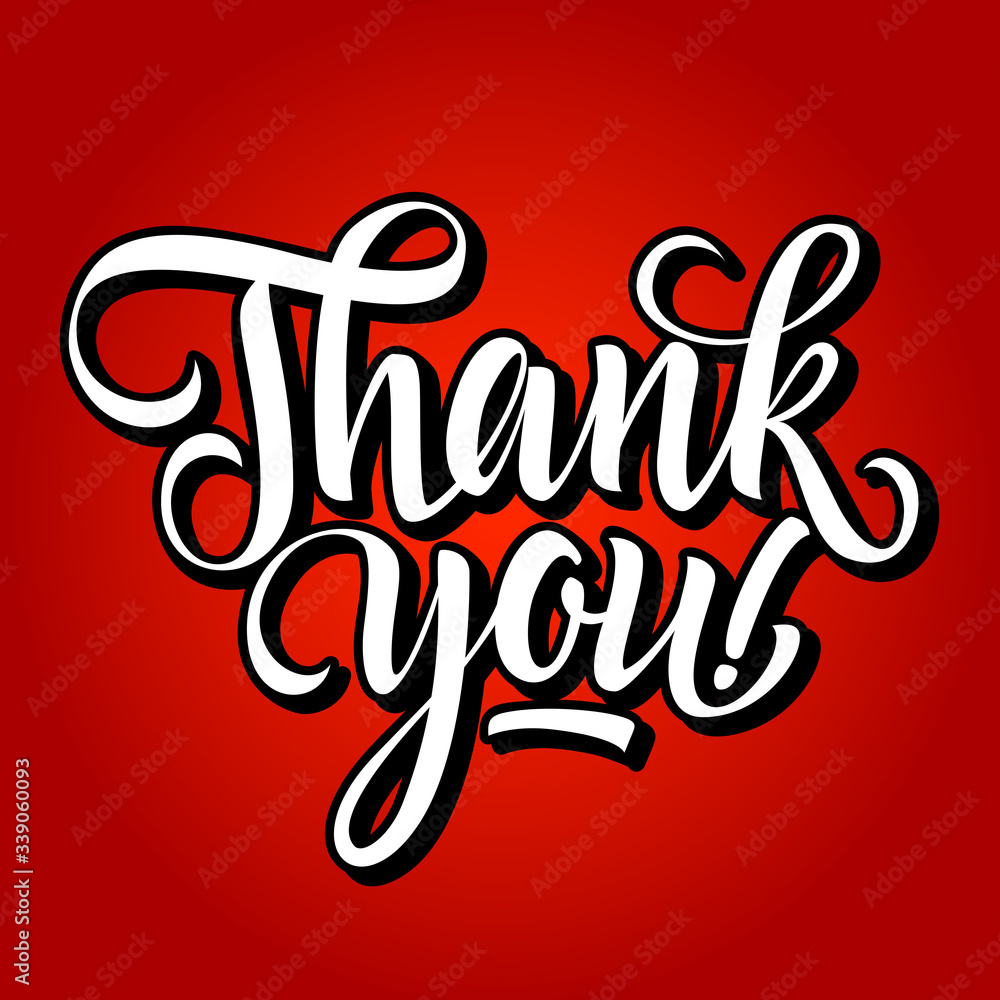 Thank you inscription with exclamation mark, multicolored version Stock ...