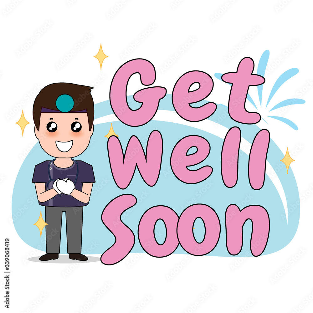 Dentist with word GET WELL SOON, Cartoon character Dentist Design ...