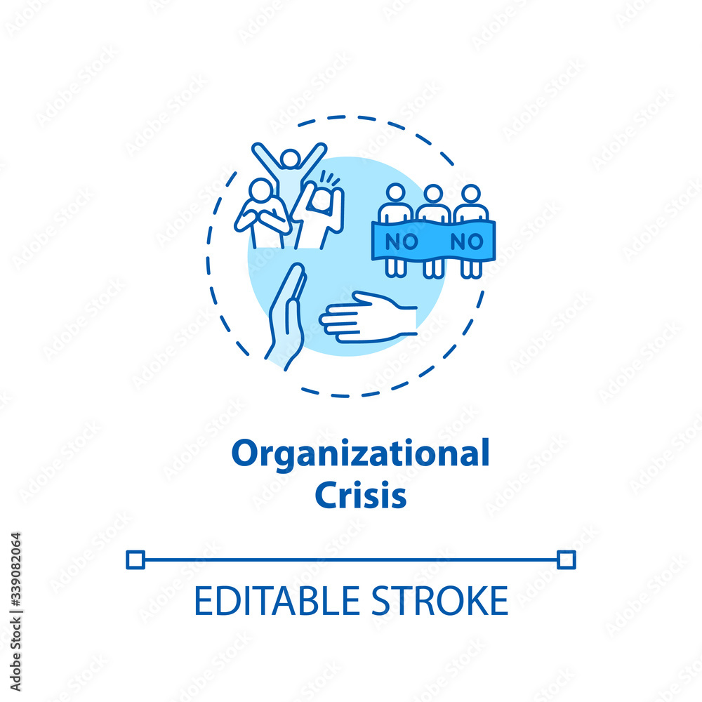 Organizational crisis concept icon. Social protest, civil unrest idea ...