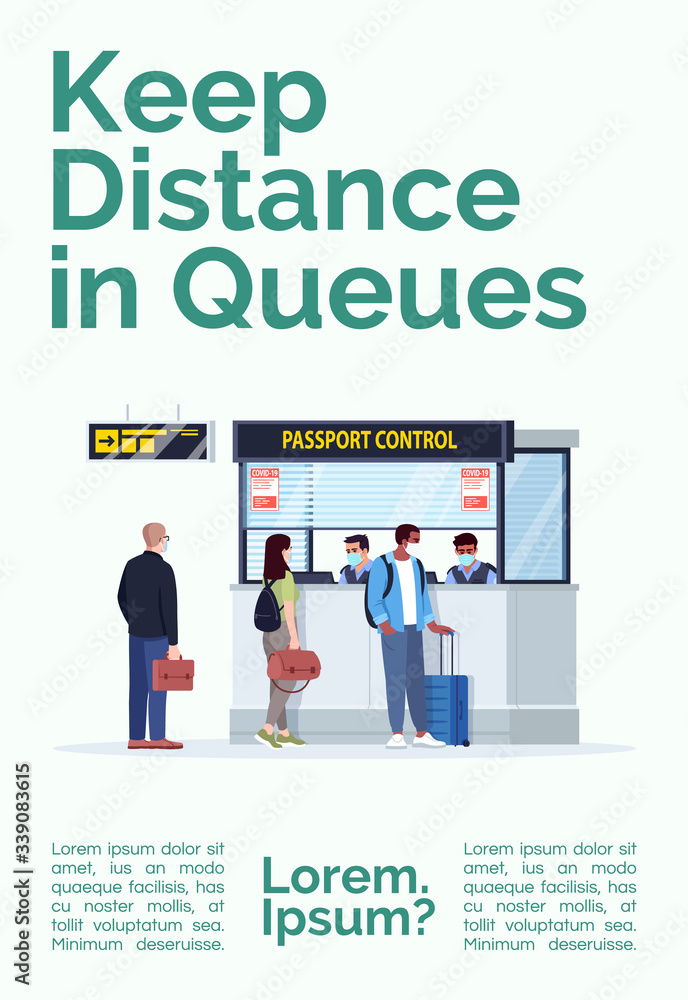 Keep distance in queues poster template. Safe distancing in public ...