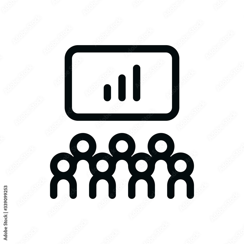 Business conference hall isolated icon, corporate presentation outline ...