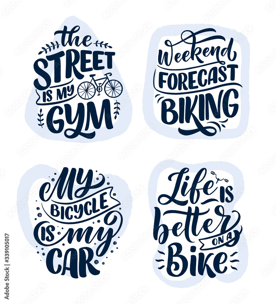 Set woth lettering slogans about bicycle for poster, print and t shirt ...