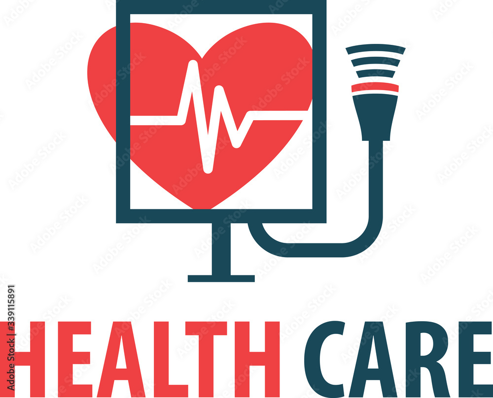 Healthcare, heart cheering cardiogram, good health logo, healthy pulse ...